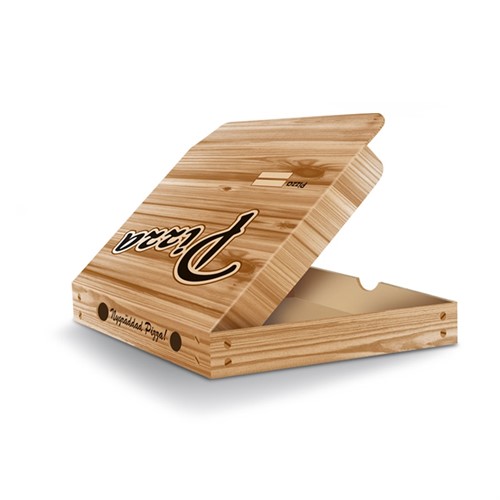 Pizzakartong well brun u tryck 33x33x3,5mm 150-p